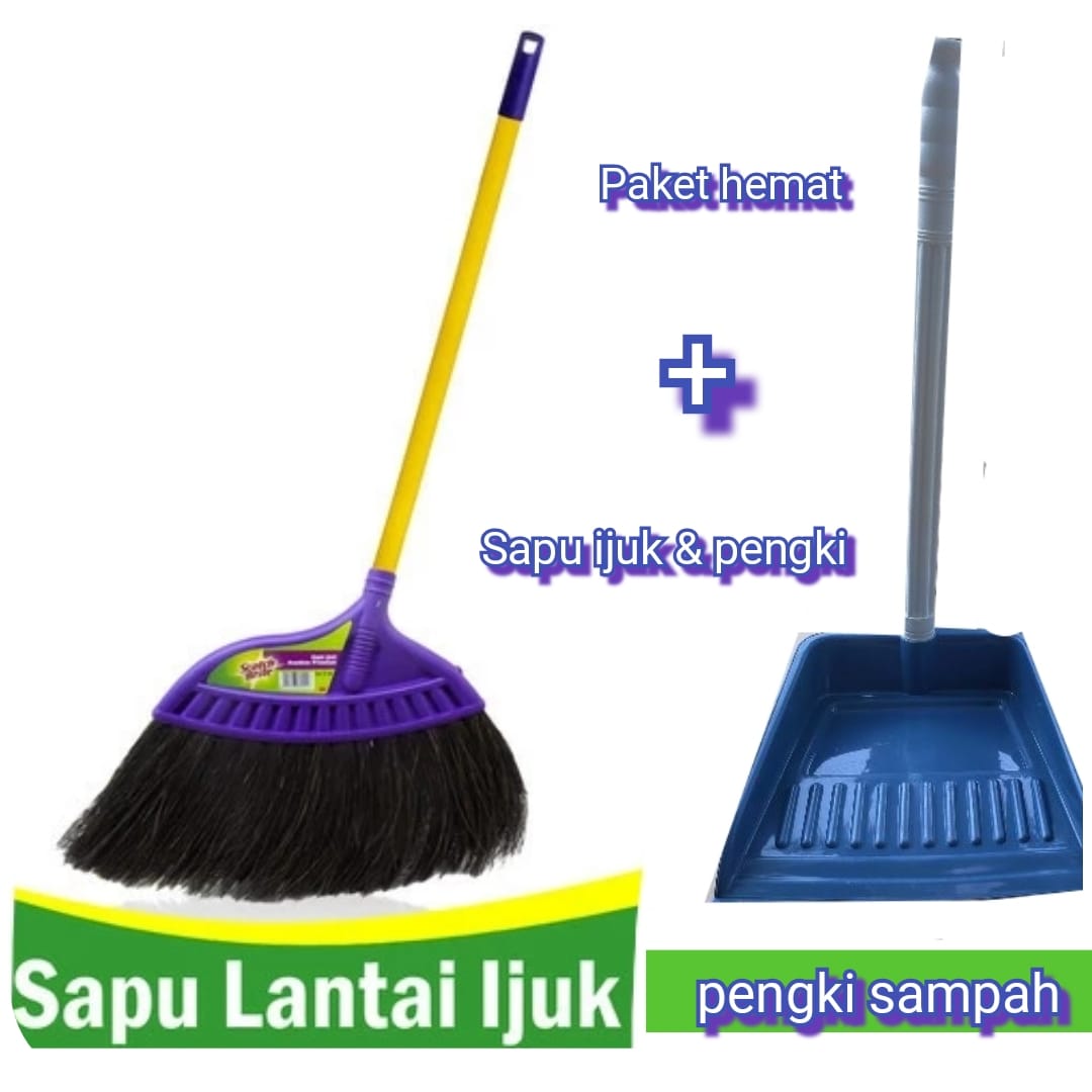 paket hemat sapu ijuk dan pengki atau sapu senar dan serokan sampah ...