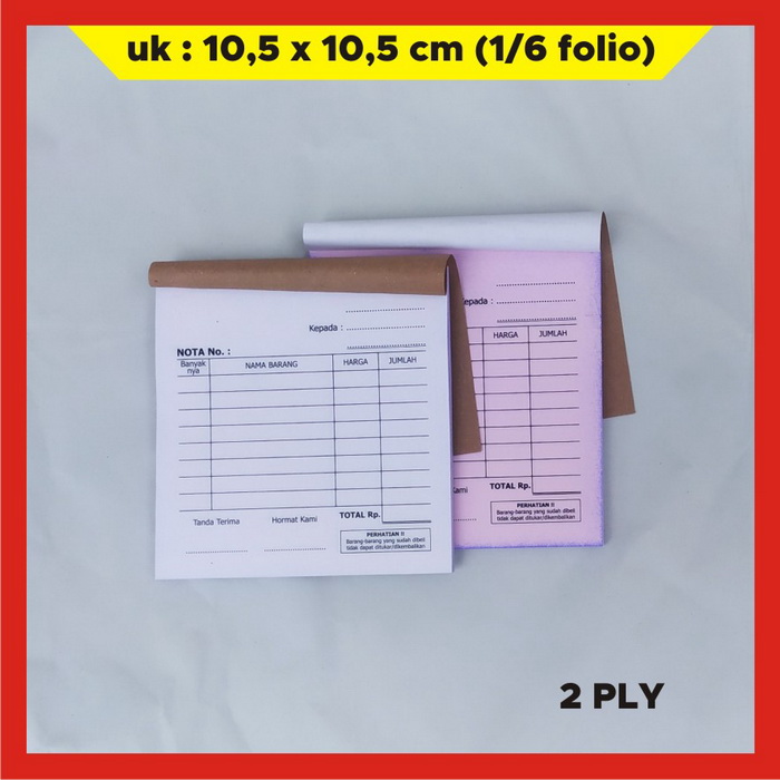 Nota Kontan Kecil 2 Ply Langsung Tembus Tanpa Carbon Rangkap 2Ply Toko ...