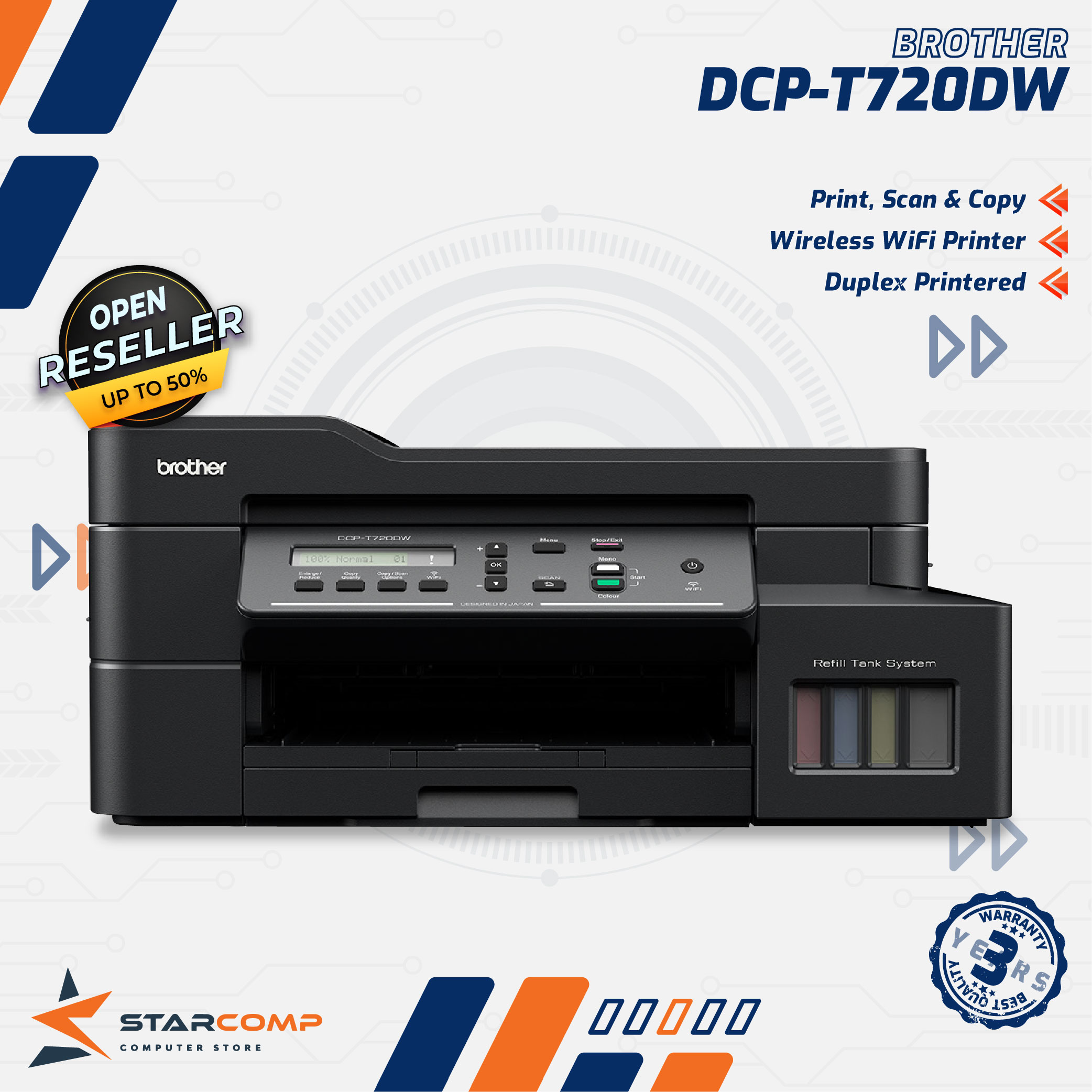 BROTHER DCP-T720DW Printer Ink Tank Multifunction T720 WiFi Duplex ADF ...