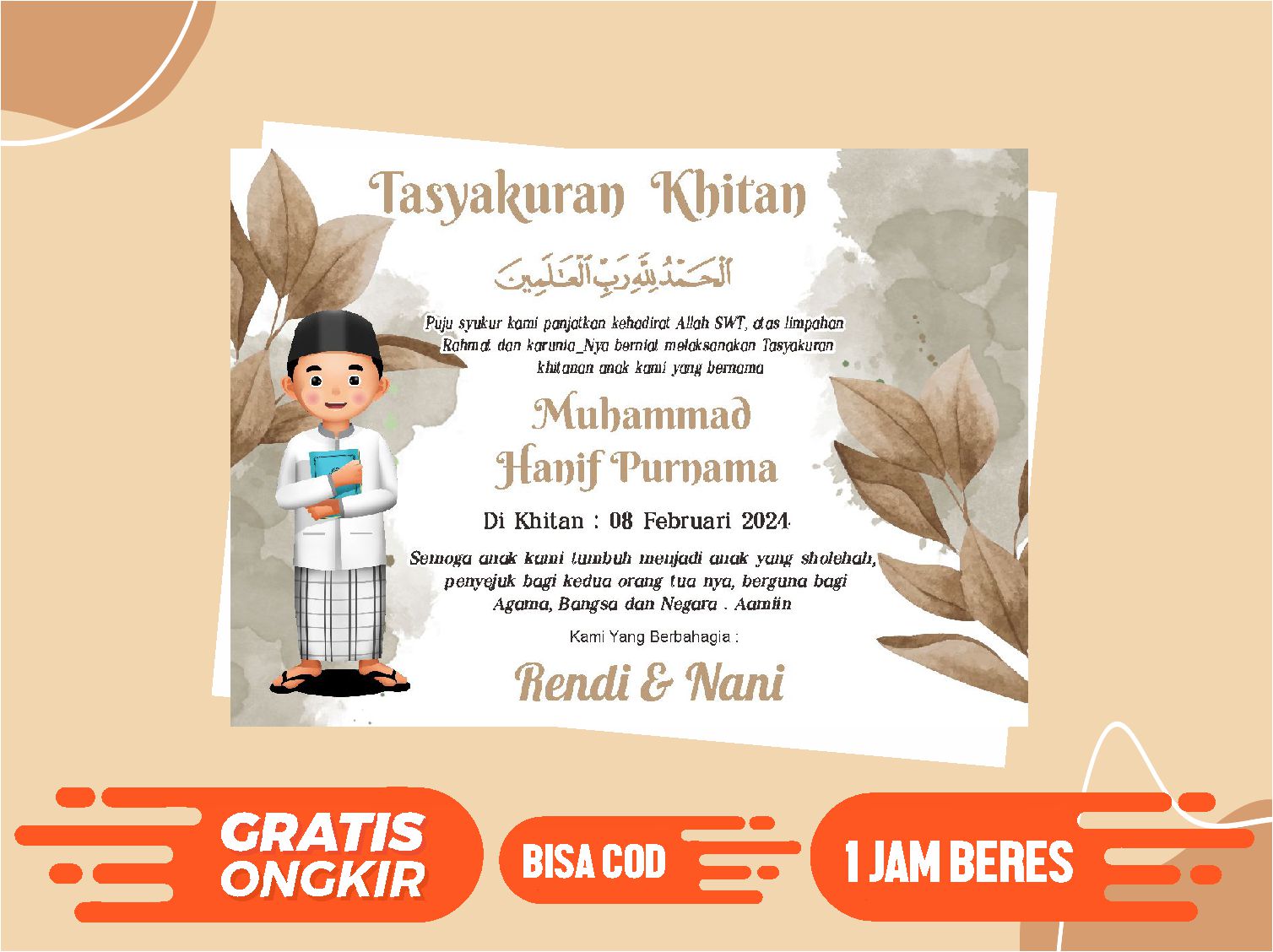 STICKER & KARTU TASYAKURAN KHITANAN FREE DESIGN Ukuran 9x6 cm | Lazada ...