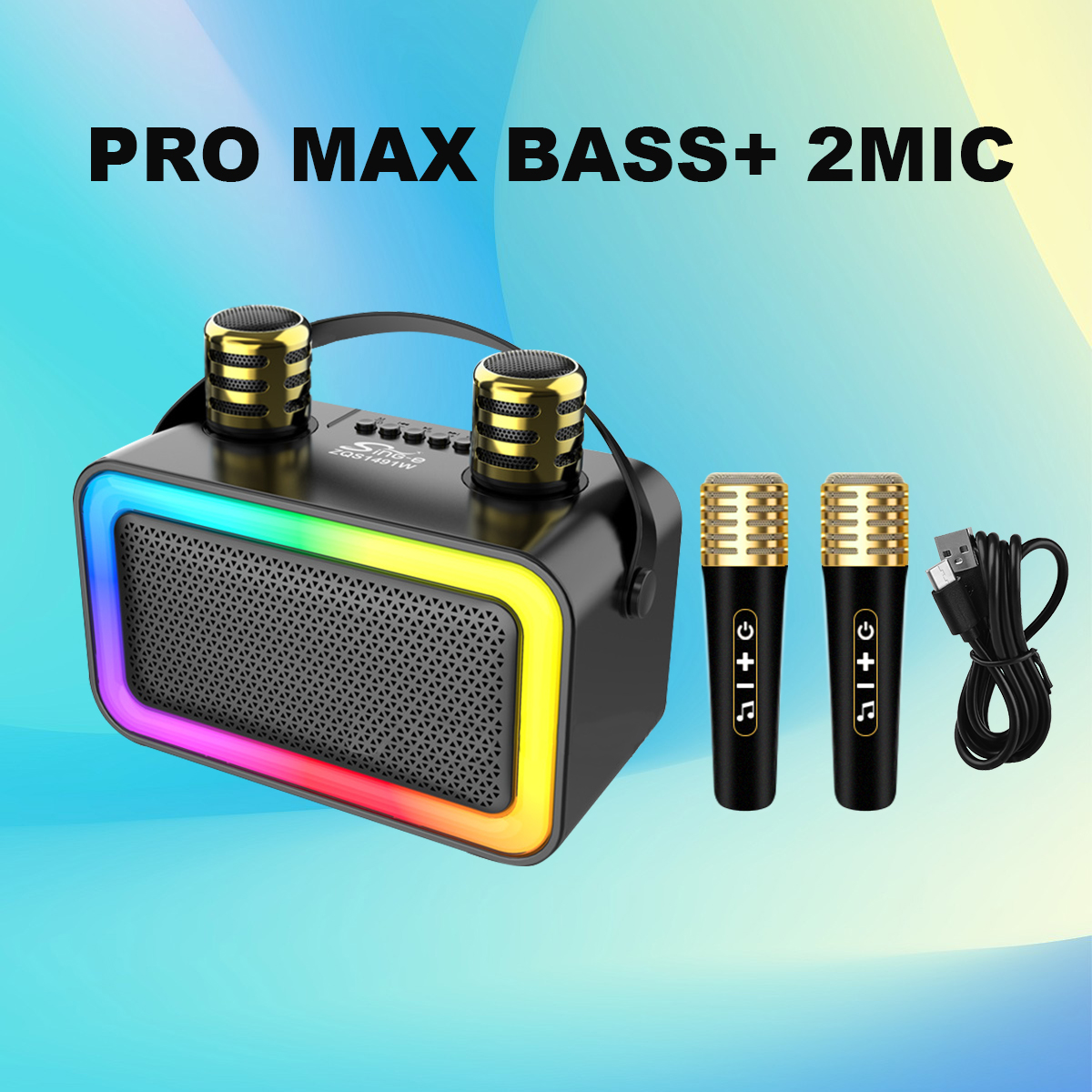 【PRO MAX BASS】Mini Bluetooth Speaker Karaoke 2 Mic Besar Super Bass ...