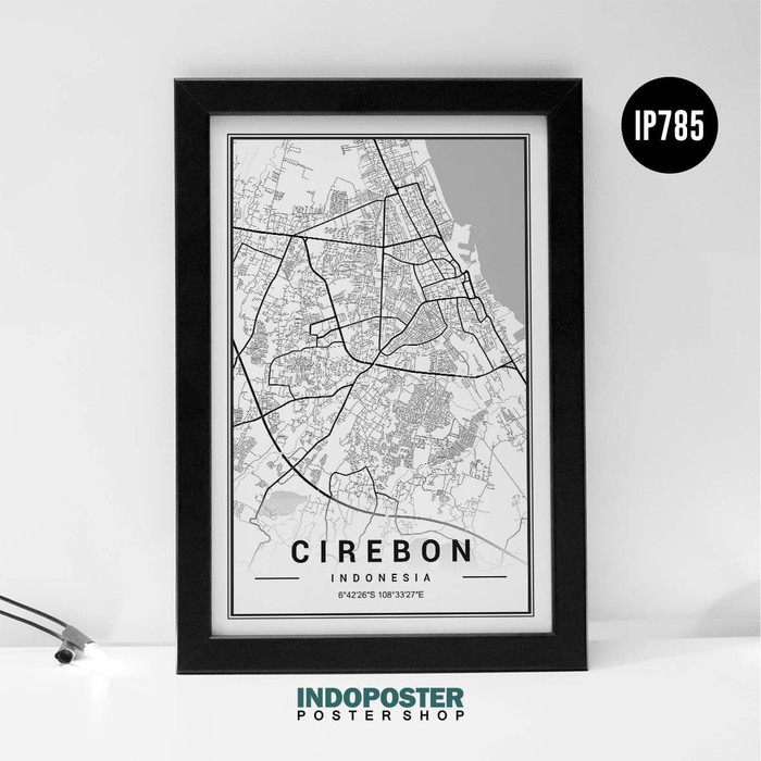 POSTER HIASAN DINDING CITY MAP PETA KOTA CIREBON 12RP 45X30CM | Lazada ...