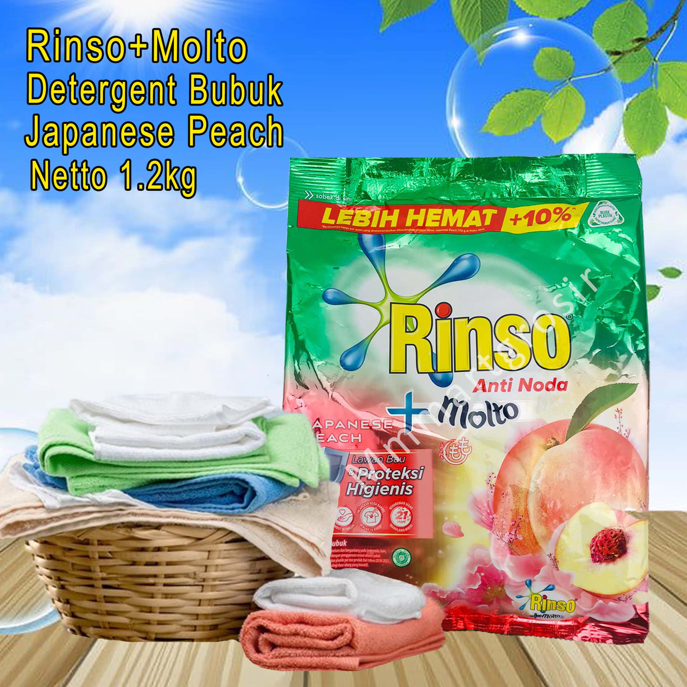 Rinso + Molto / Detergent Bubuk / Japanese Peach / Anti Noda 1.2kg ...