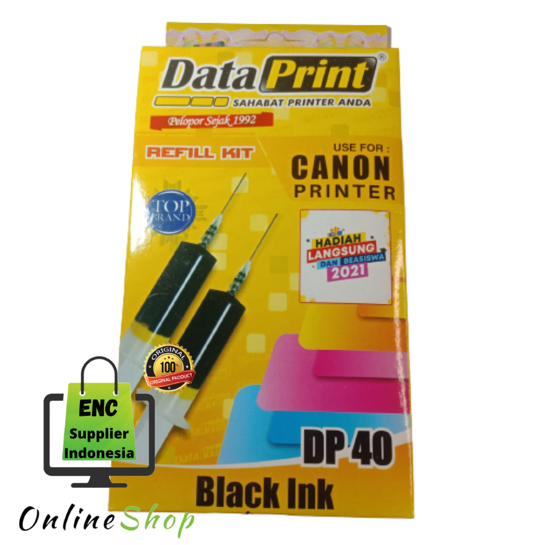 dp 40 1 buah tinta dataprint hitam printer CANON ink data print dp40 isi ulang refill per set ...