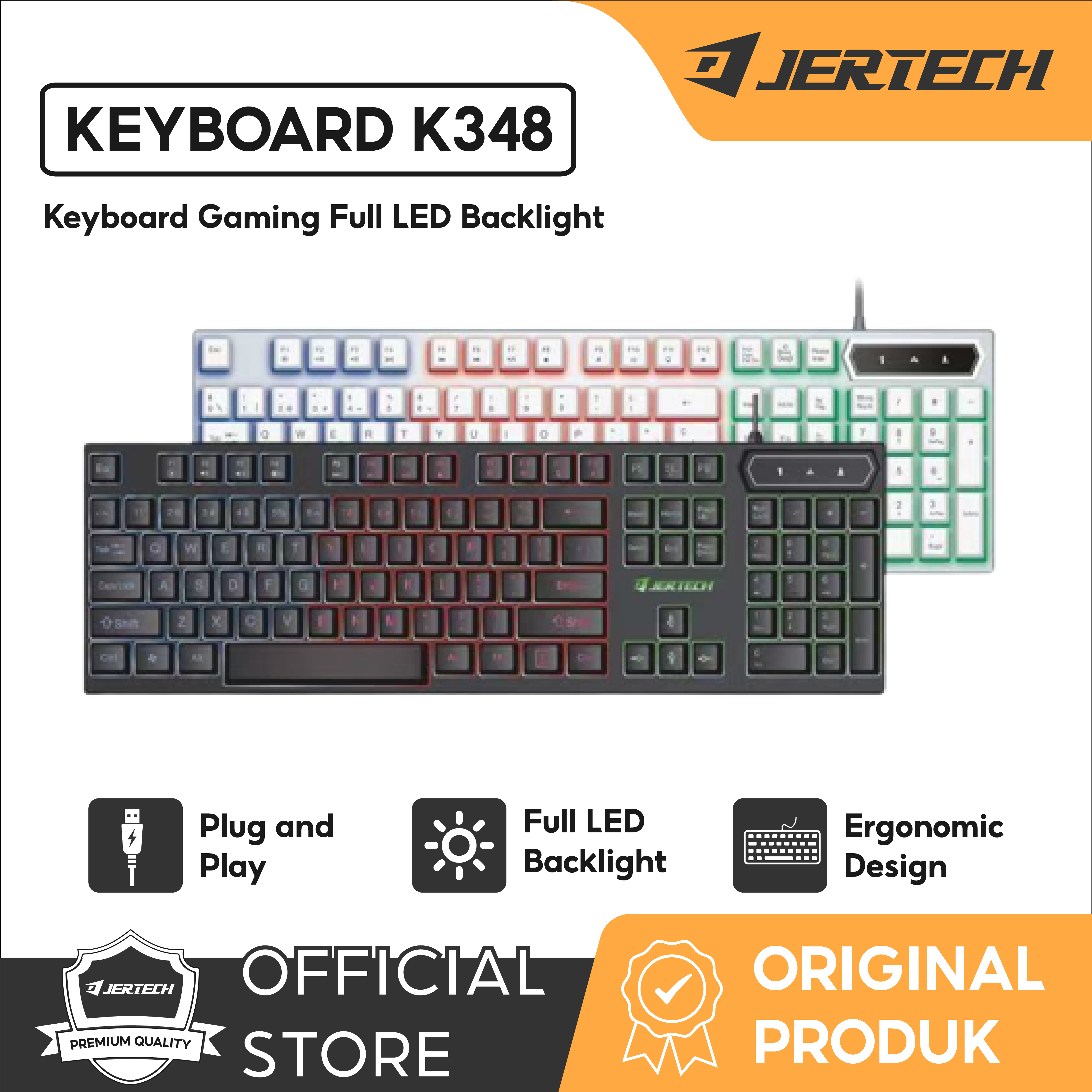 Jertech Keyboard Gaming Jertech K348 Full Led Backlight Lazada Indonesia