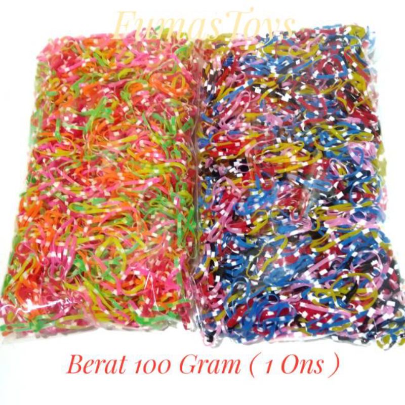 KARET CINA/ KARET JEPANG 100 GRAM/ ikat rambut anak kemasan plastik ...