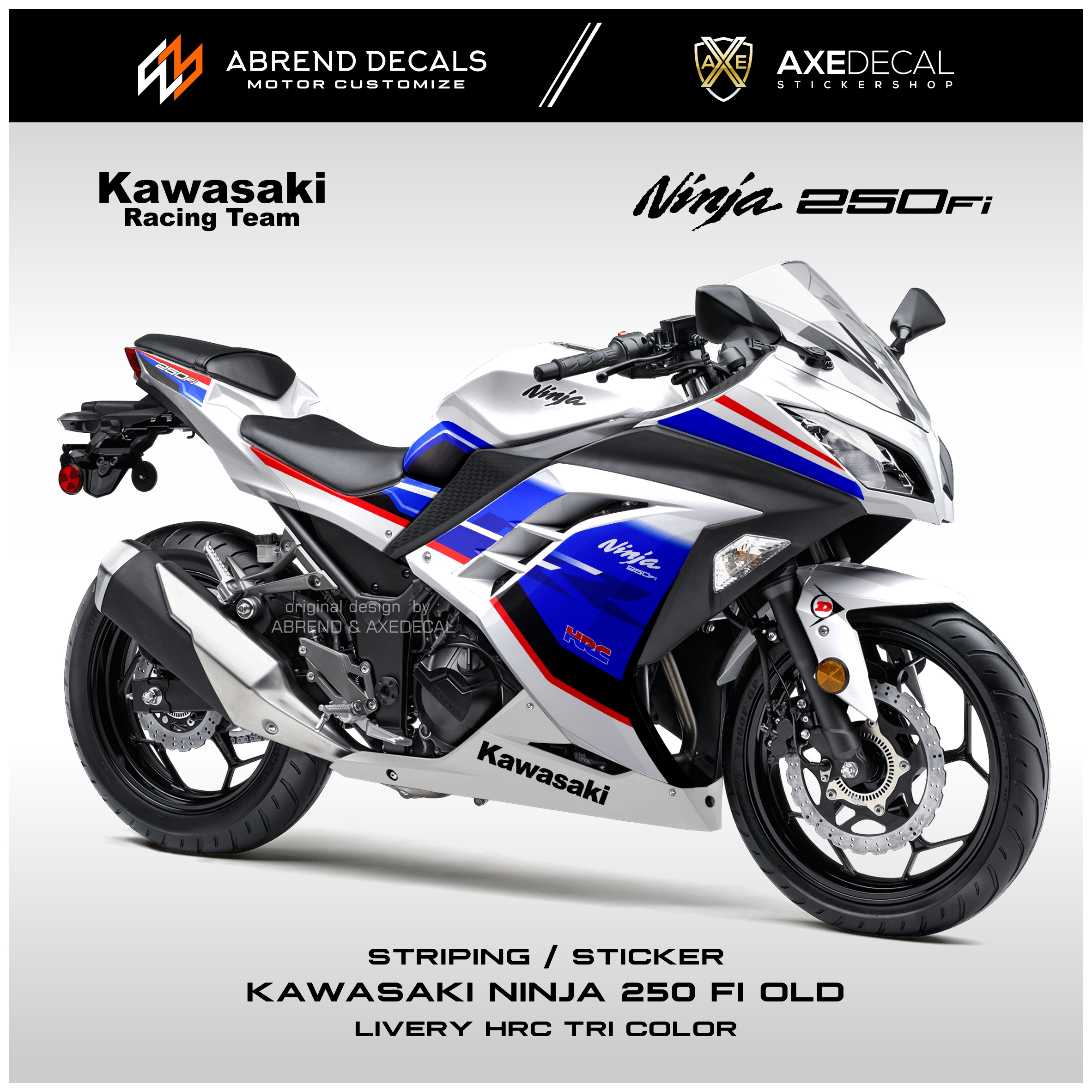 Decal Striping Ninja 250 Fi lIvery HRC Tri Color / Stiker Motor ...