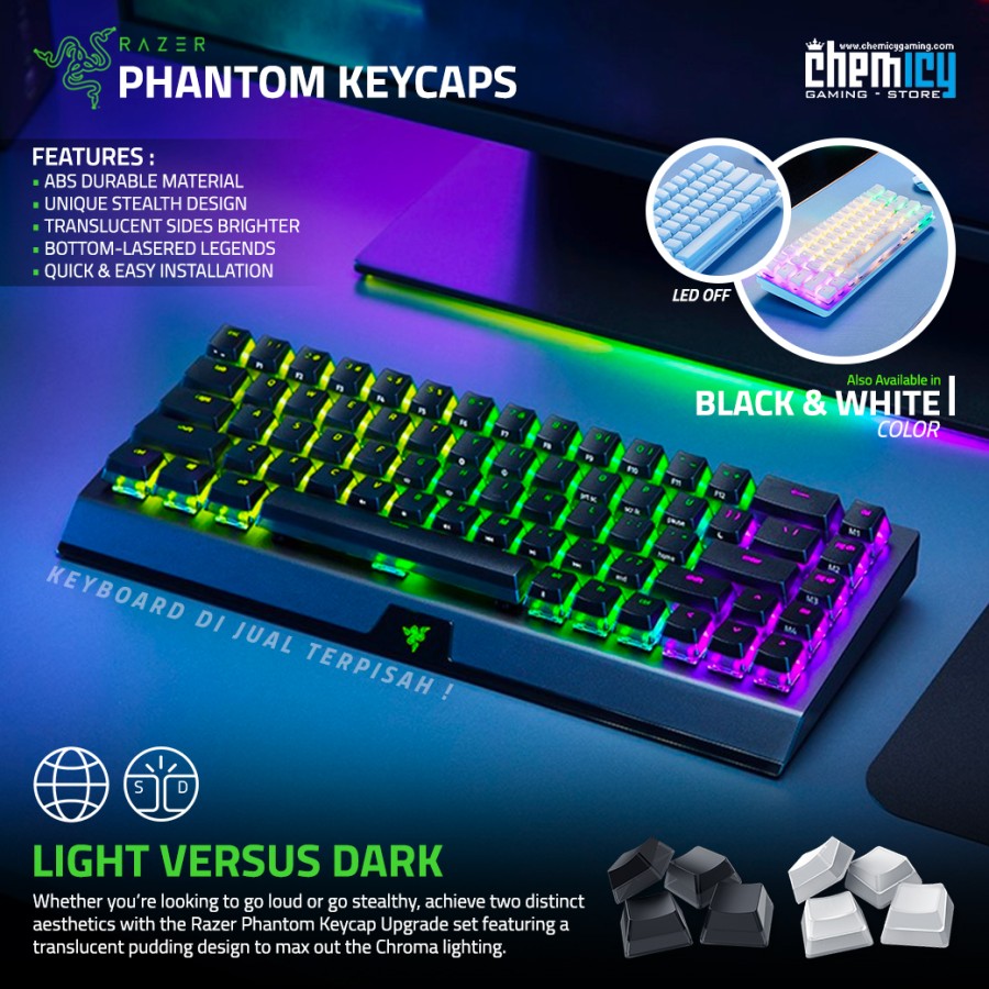 Razer Phantom Keycaps Upgrade Set 128-Key for Mechanical Keyboard ...
