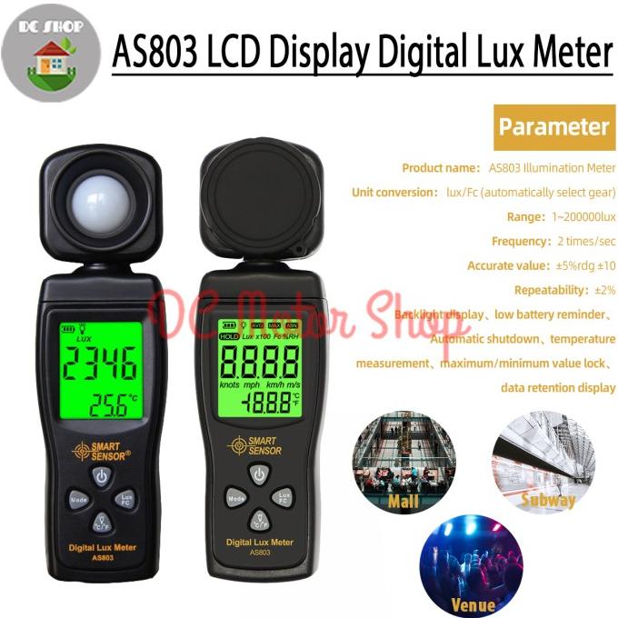 LCD Digital Lux Meter AS803 light meter luminance tester Smart Sensor ...