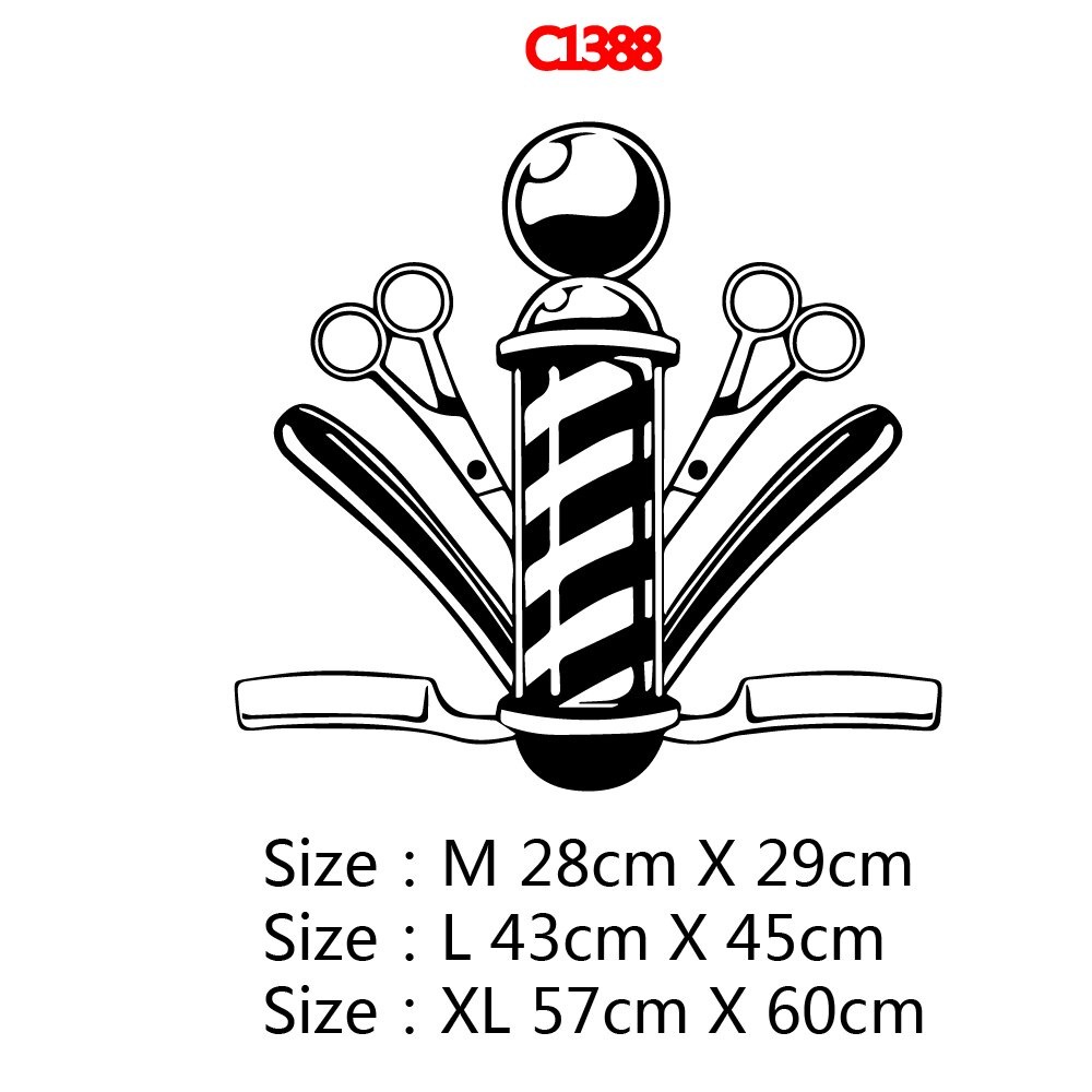 104 Wall Cutting Sticker Stiker Dinding Barber Shop Salon Potong Cukur ...