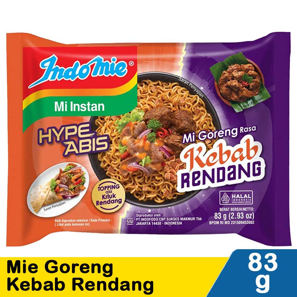 Indomie Mie Goreng Hype Abis Mie Goreng Kebab Rendang 83g [5 pcs ...