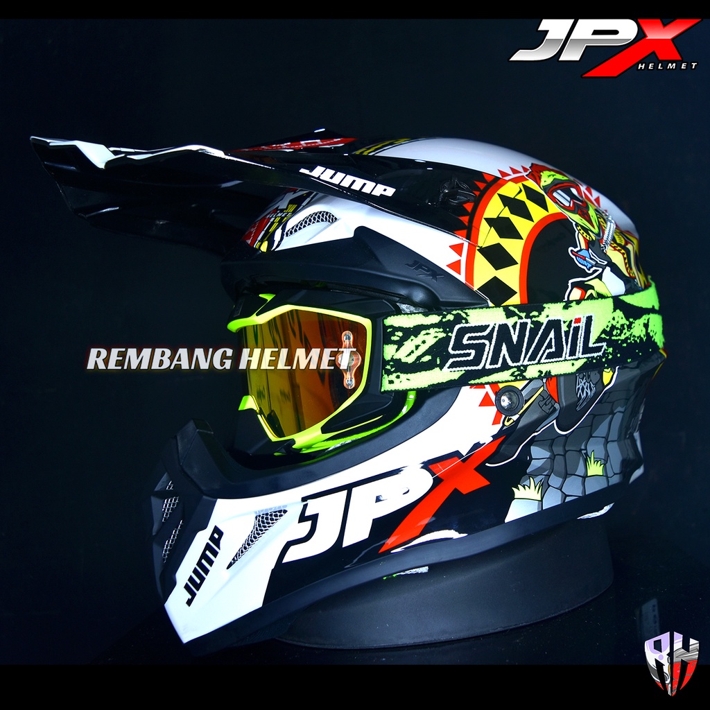 HELM JPX CROSS FOX1 X32 WHITE GLOSY PAKET GANTENG GOOGLE SNAIL HELM JPX ...