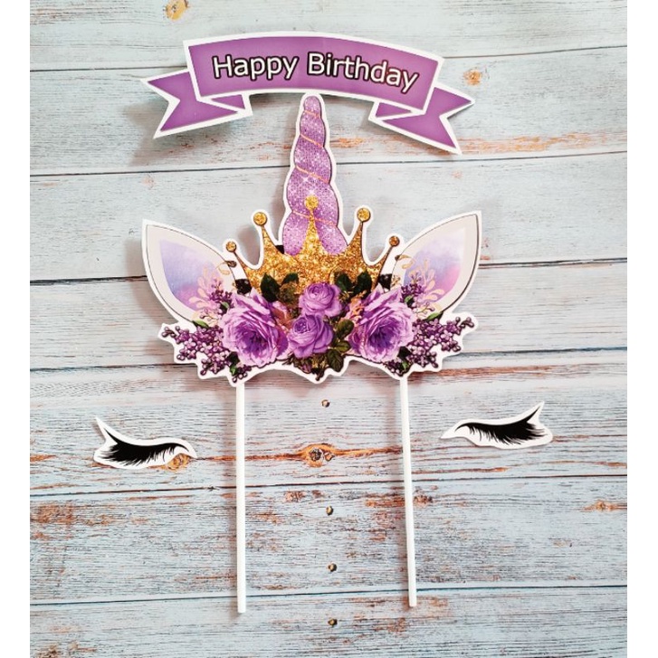 cake topper hiasan kue ulang tahun hiasan nasi tumpeng karakter unicorn ...