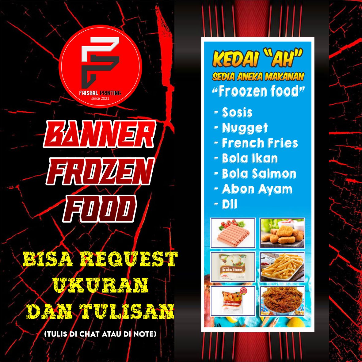 Banner Warung Frozen Food / Spanduk Toko Frozen food Ukuran 60 x 160 cm ...