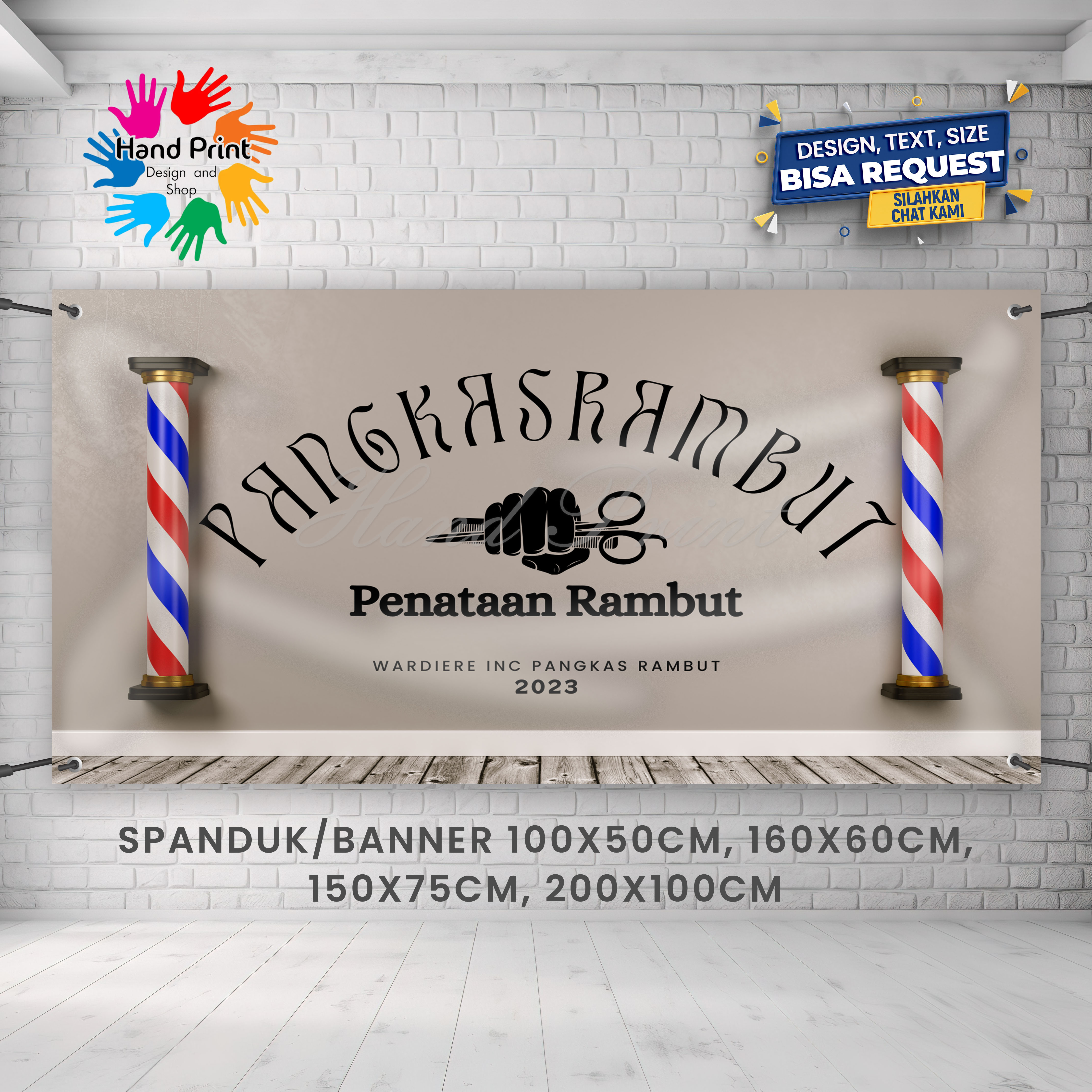 Spanduk Banner MMT Vintage Barbershop Pangkas Rambut Cukur Rambut ...