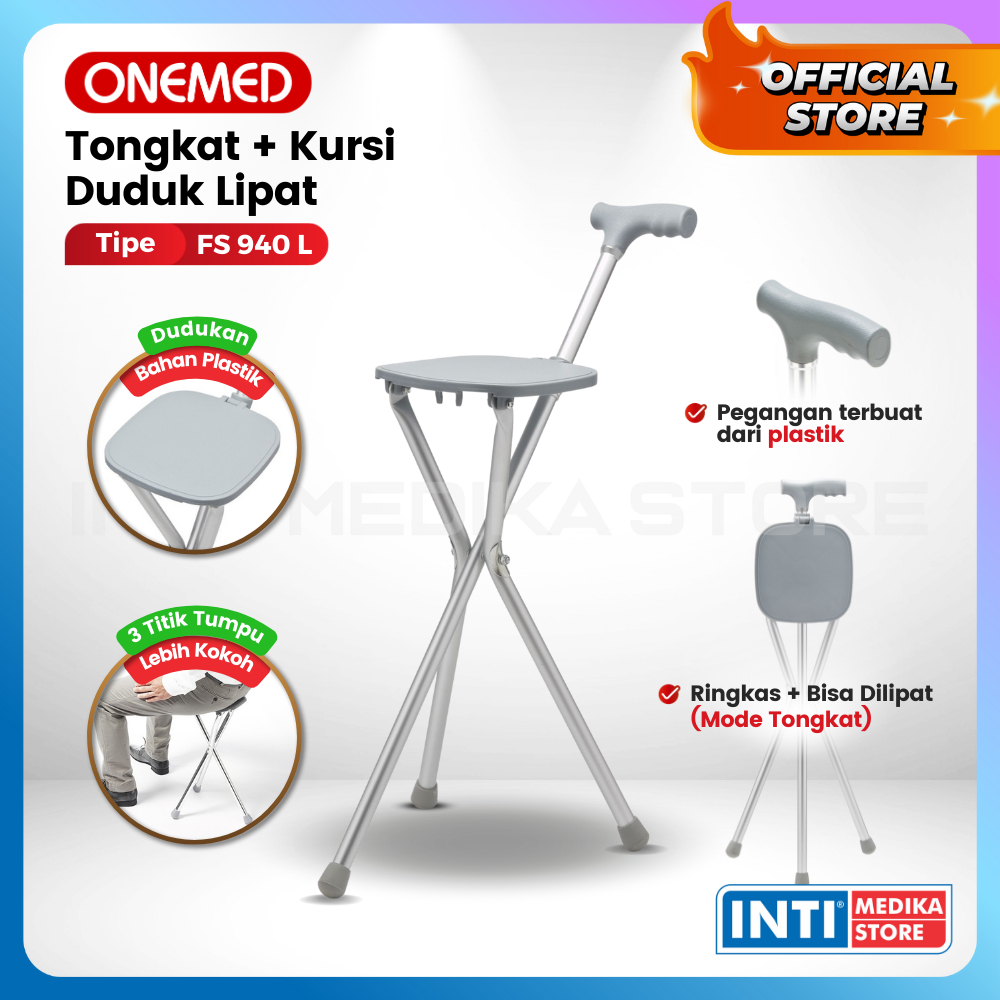 ONEMED - Alat Bantu Jalan TONGKAT + KURSI DUDUK Lipat FS 940L | Lazada ...
