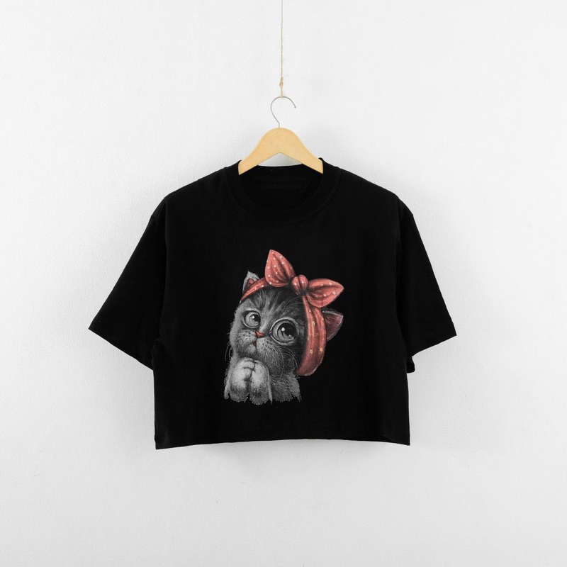 SIERRA FASHION - CROP TOP KAOS OVERSIZE CROP CAT BANDO/KAOS CROP ...