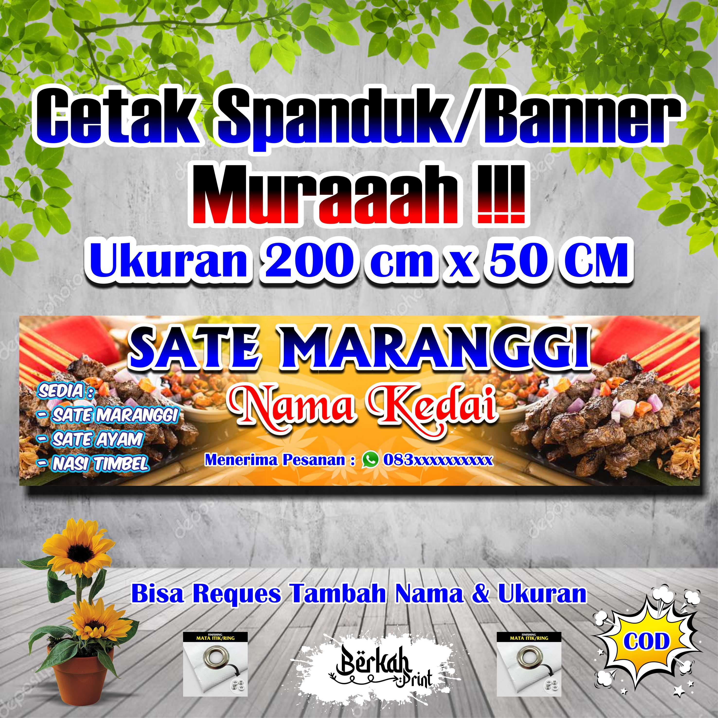 Spanduk Banner Sate Maranggi Ukuran 200 cm x 50 cm | Lazada Indonesia