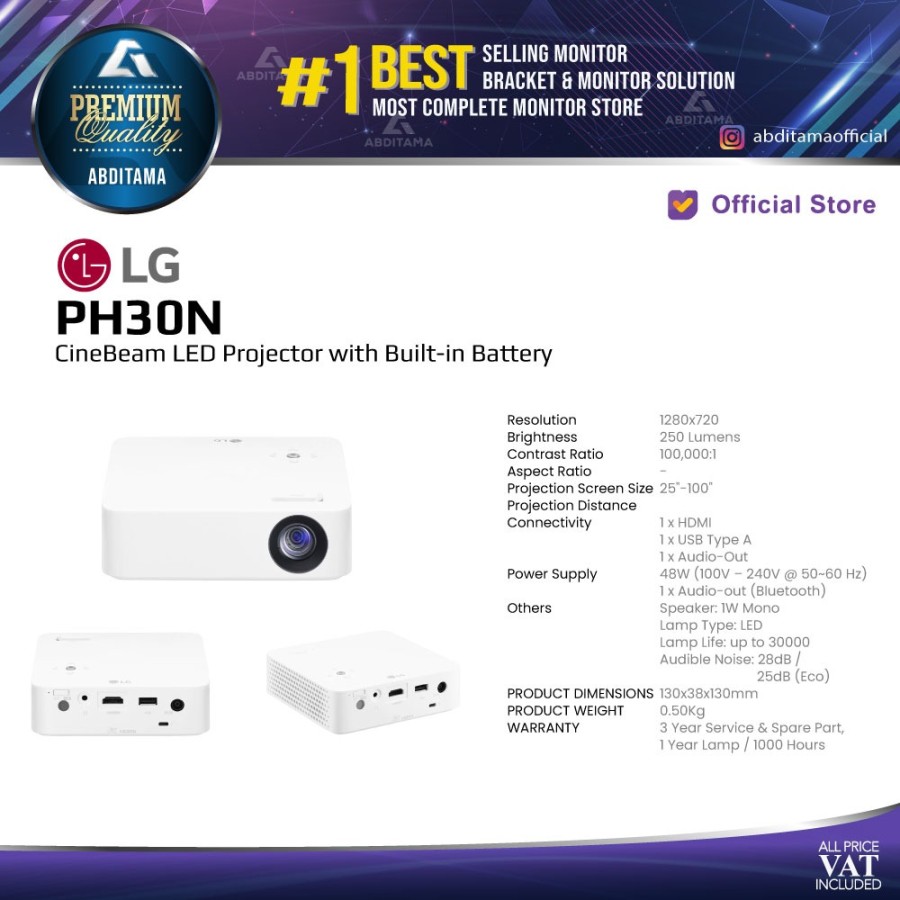 Projector Proyektor Mini Portable LED LG PH30N 250 Lumens USB Speaker ...