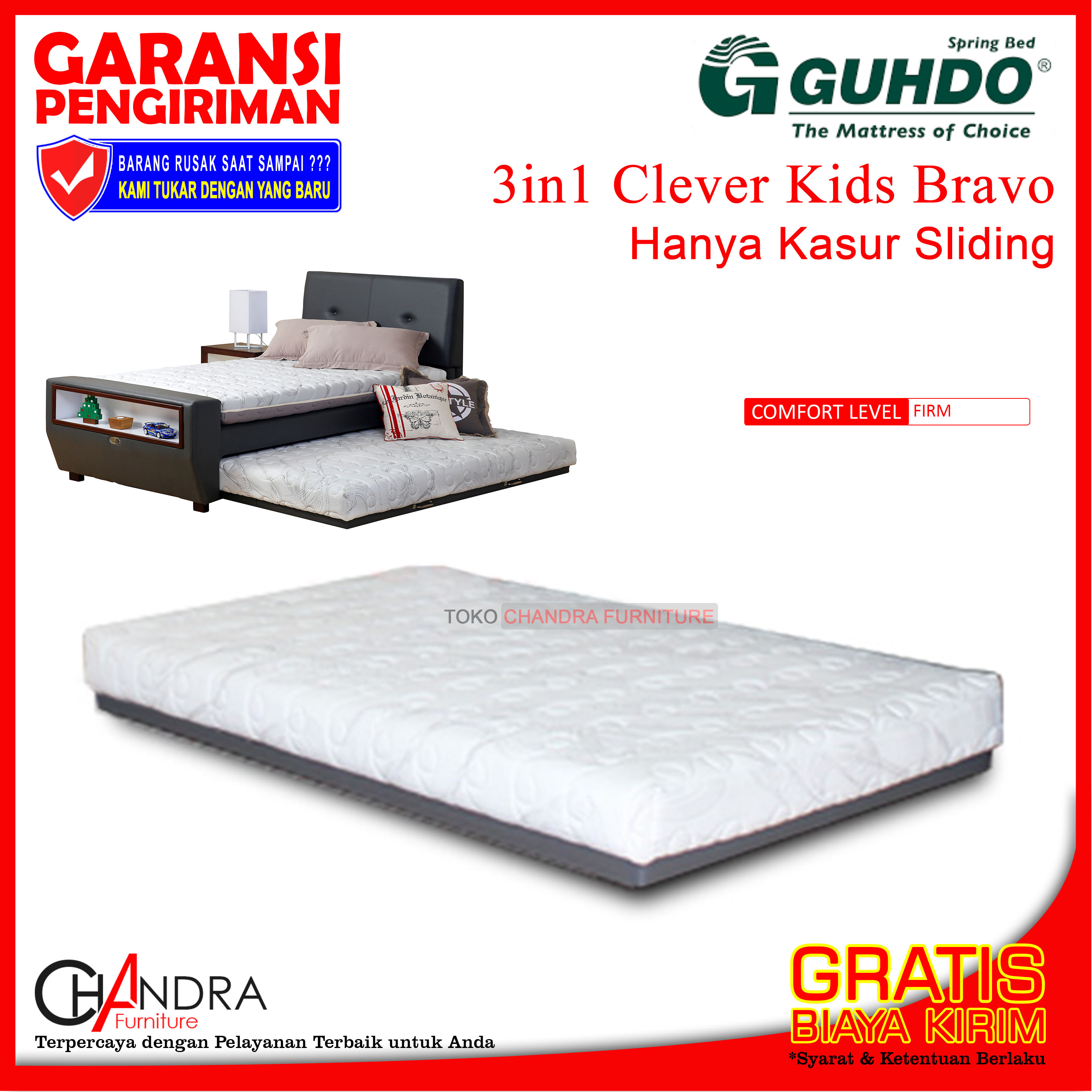 Kasur Springbed Guhdo 3in1 Clever Kids Hanya Kasur Sliding Bed