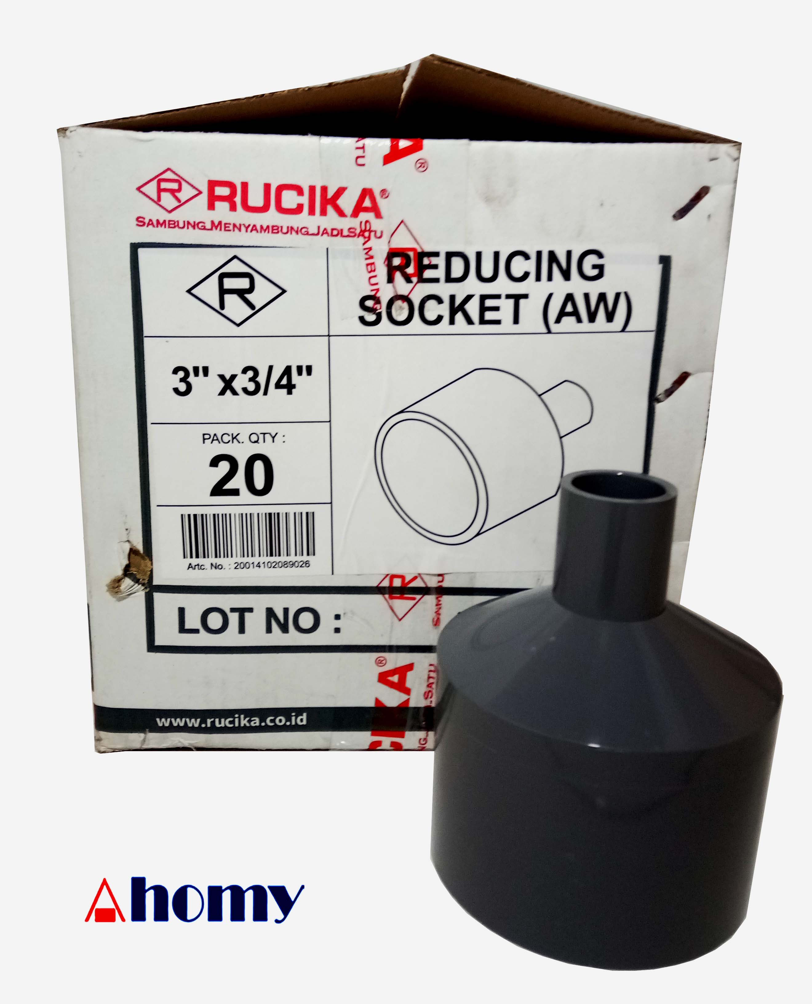 r sock 3“ x 3/4” TS AW tebal rucika (reducer socket vlok sock) pvc ...