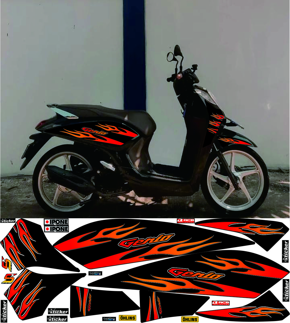 Striping Api Motor Genio Variasi Sicker Simple Api Honda Genio Codd ...