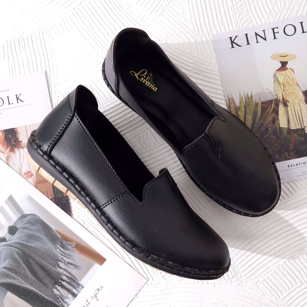 Sepatu Flatshoes Wanita Flat Shoes Hitam Import Slip On Terbaru Simple ...