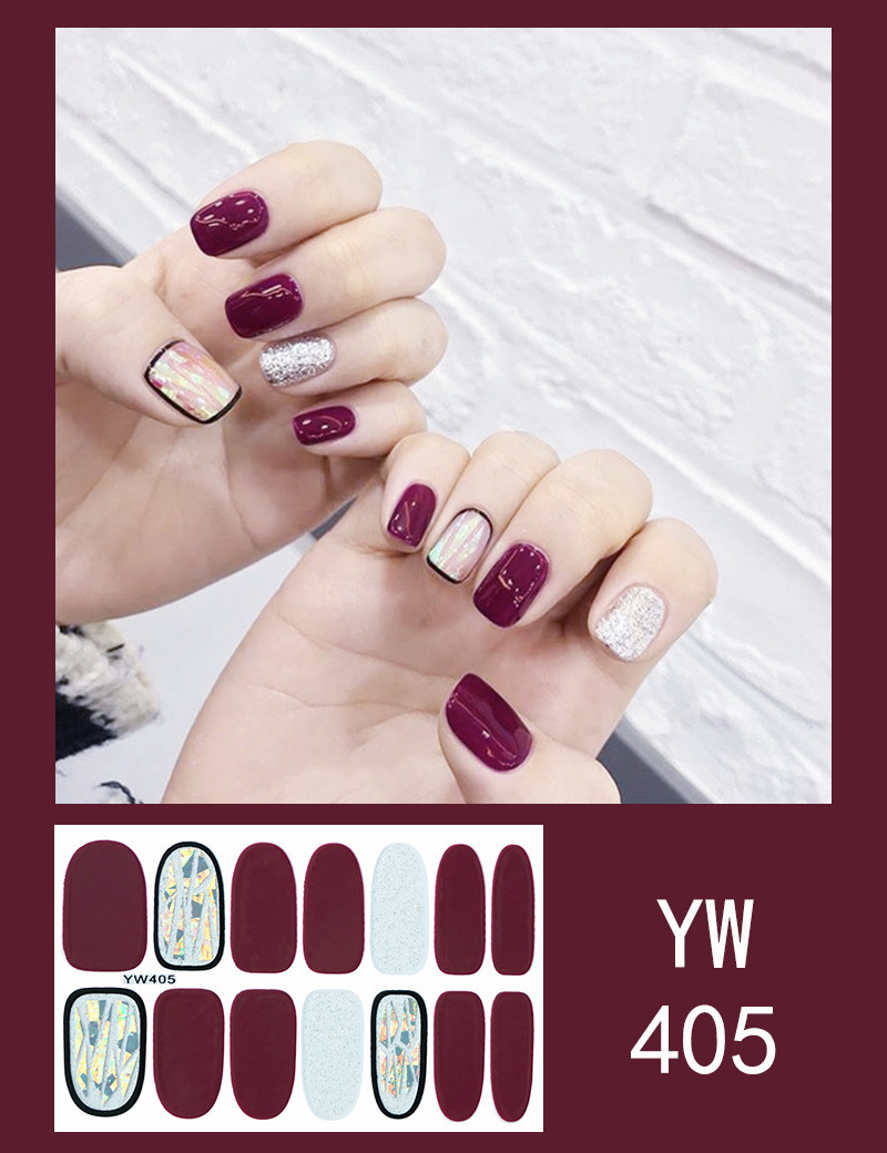 14pcs Stiker Kuku Palsu Sticker Kuku Palsu Wanita Tahan Air Nail Art ...