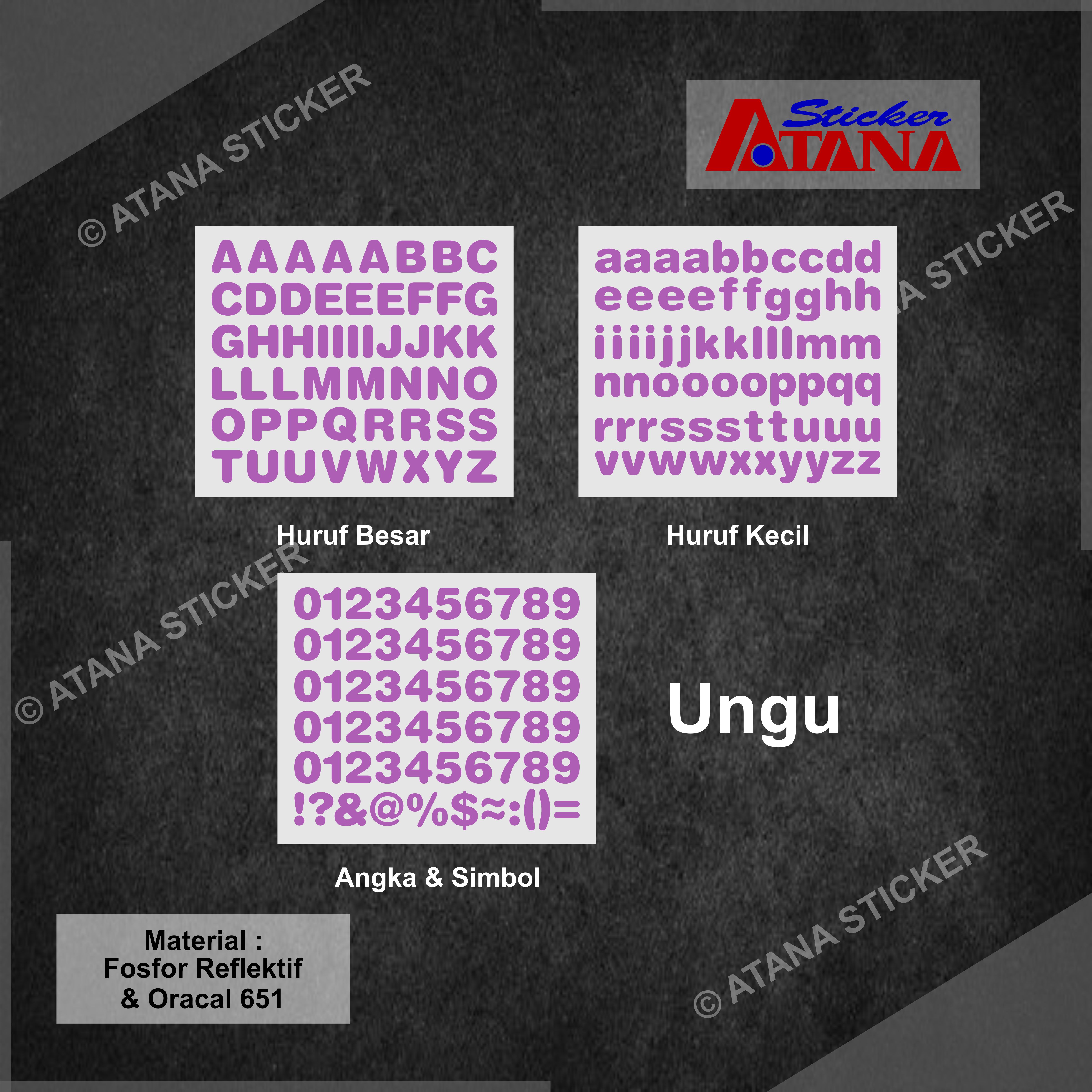 Stiker Cutting Abjad Alphabet Huruf Besar Kecil Kapital Angka Simbol ...