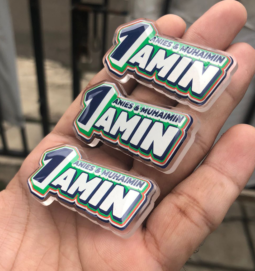 PIN AKRILIK BAJU LOGO AMIN / ANIES MUHAIMIN / CAPRES / PEMILU /PILPRES ...