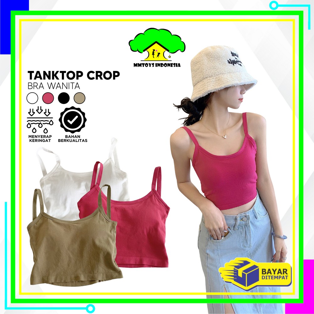 MI-P299 Tanktop Wanita Polos Basic With Cup Bra Tali Silang Belakang ...