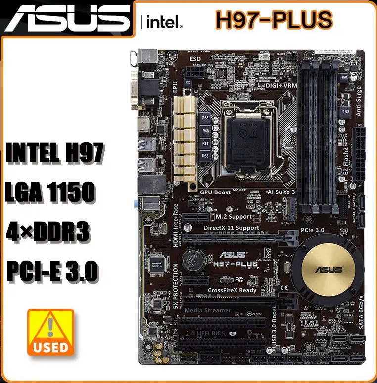 ASUS H97 PLUS LGA 1150 Intel H97 HDMI SATA 6Gb/s USB 3.0 ATX ...