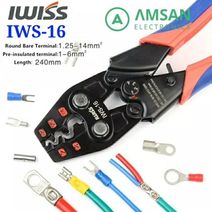 IWISS IWS-16 Ratchet Crimping Tool Non-Insulated Terminal AWG22-6 | Lazada Indonesia