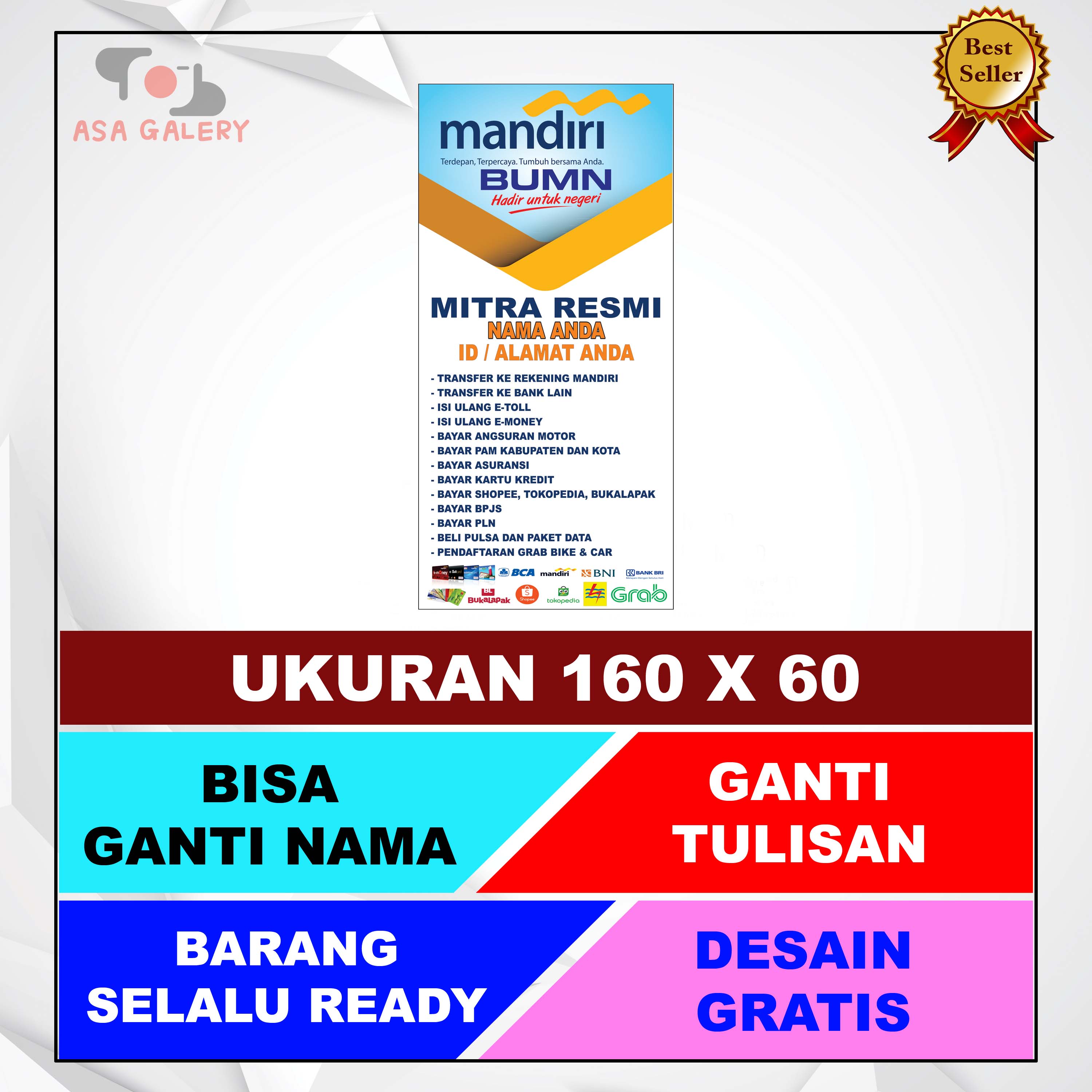 SPANDUK BANNER , AGEN MANDIRI UKURAN 160 X 60 BISA GANTI NAMA DAN ...