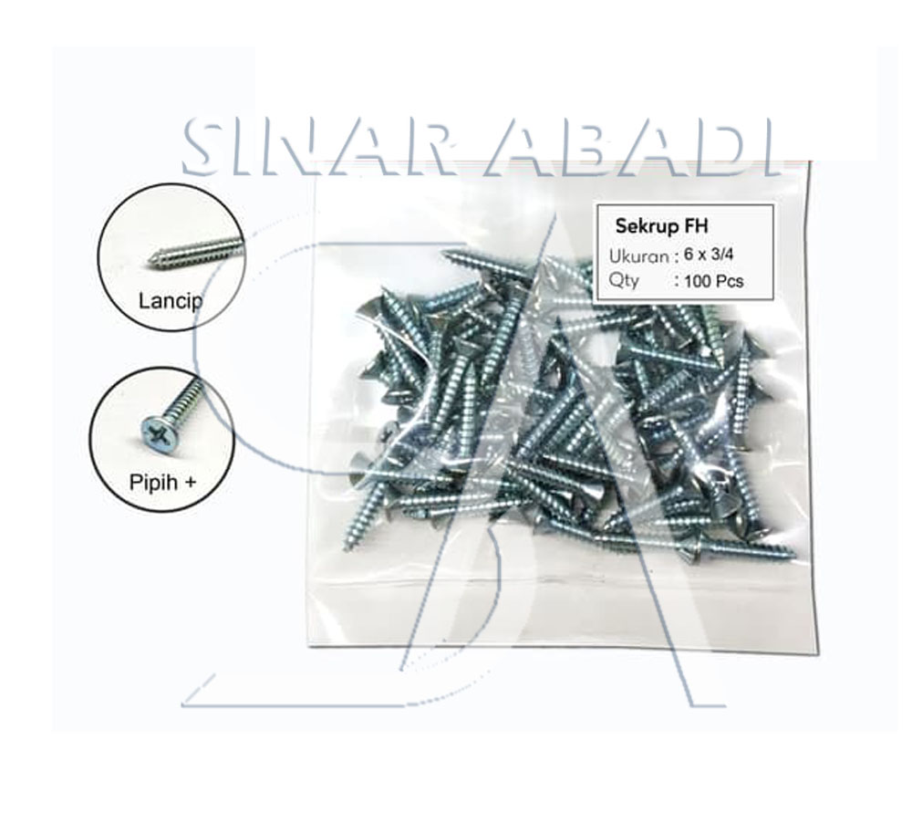 SEKRUP FH 6 X 3/4 - SKRUP FH 6X3/4 BAUT TAPPING ISI 100 PCS | Lazada ...