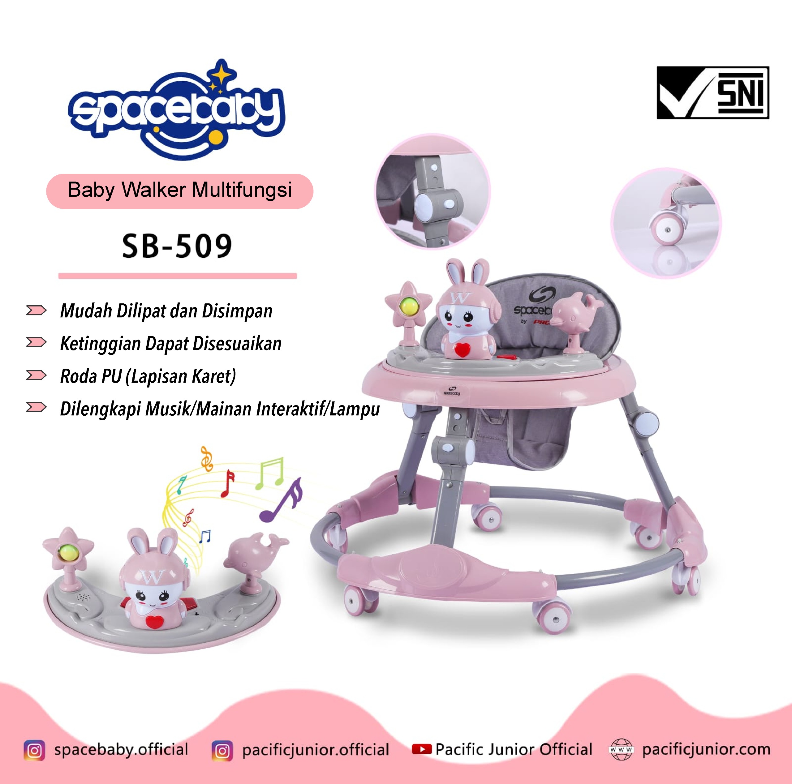 SPACE BABY Baby Walker SB-509 Alat Bantu Belajar Jalan Bayi // SB 516 ...