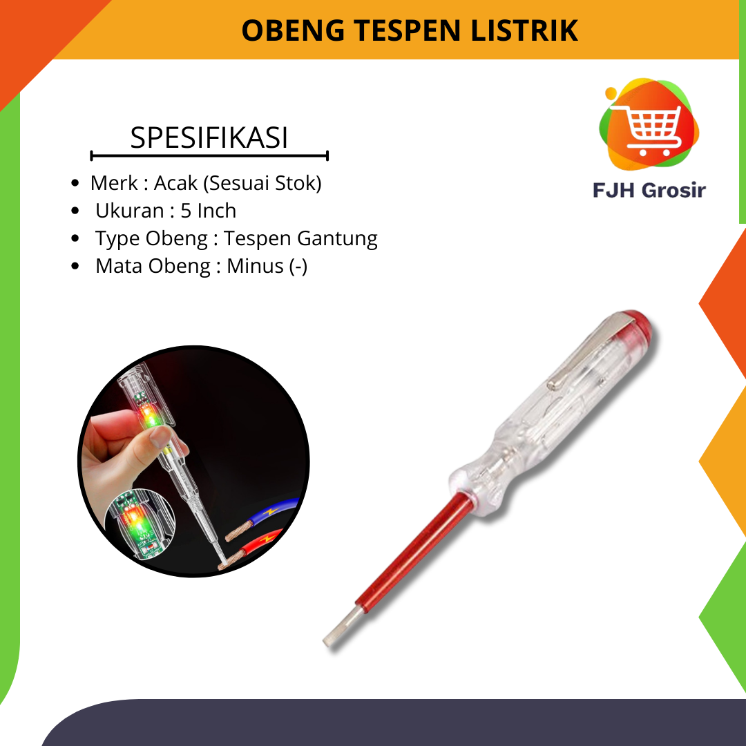 ⭐FJH⭐ Obeng Tespen Listrik Crystal Test Listrik Obeng Test Pen Pengecek ...