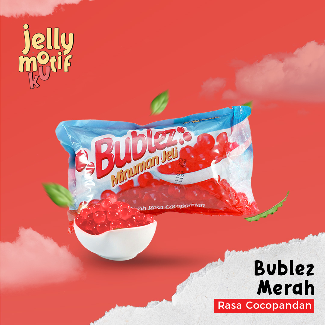 Topping Minuman Bublez Jelly Mutiara Merah Rasa Cocopandan 500gr ...