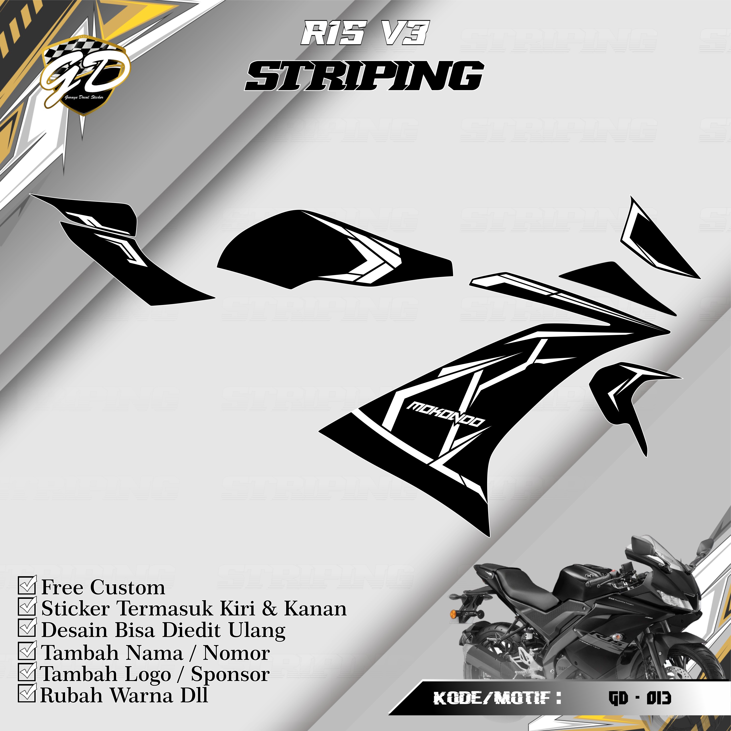 Striping R15 V3 Stiker Striping R15 V3 Striping Variasi R15 V3 GD-013 ...