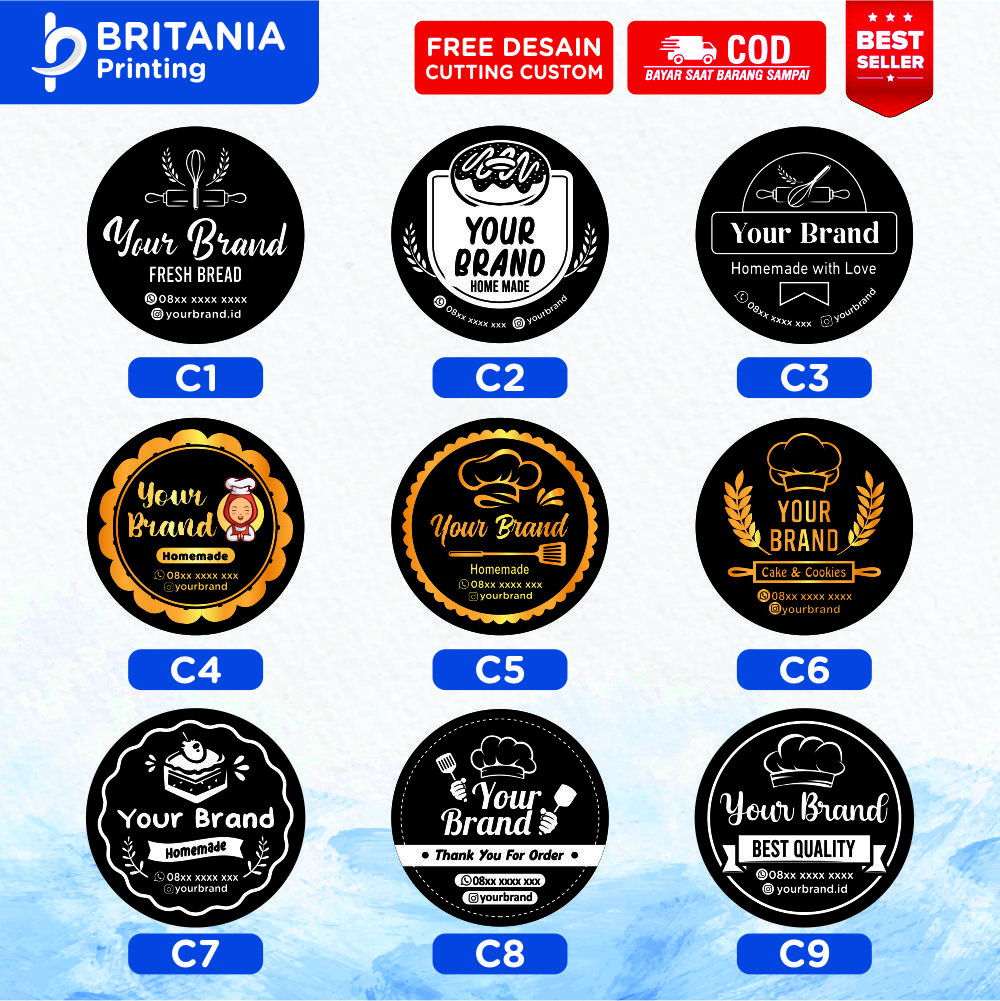 Cetak Stiker Label Bulat Kemasan Makanan Kue dan Cemilan / Stiker Label ...