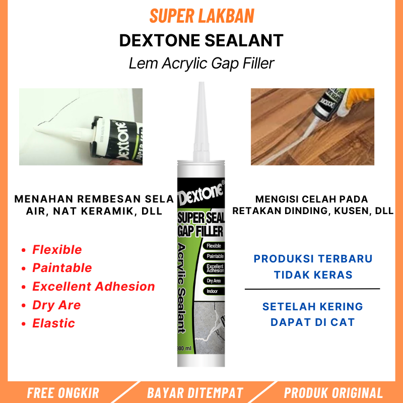 Dextone Sealant Akrilik Tambal Celah Retakan Dinding Beton Nat Keramik | Lazada Indonesia