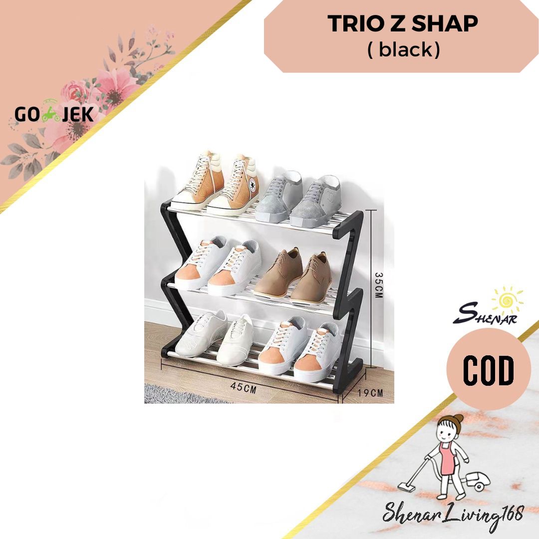 RAK SEPATU ZIGZAG/ RAK SANDAL 4 & 3 SUSUN/ RAK SEPATU SERBAGUNA Z SHAPE ...