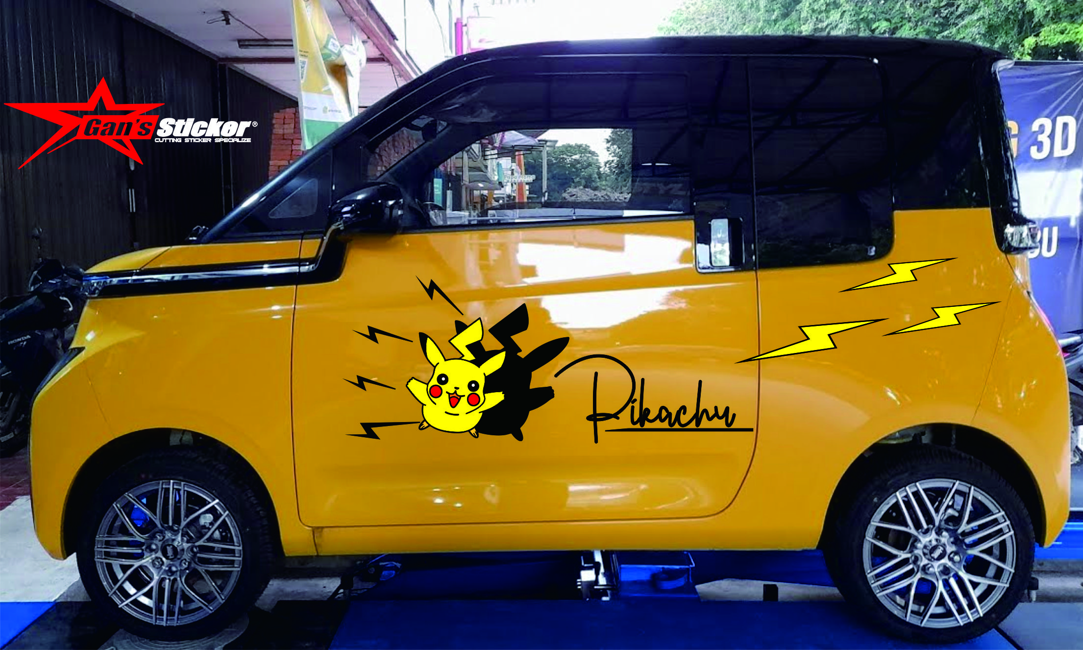 sticker pokemon sticker mobil kuning honda brio ayla wuling air ev ...
