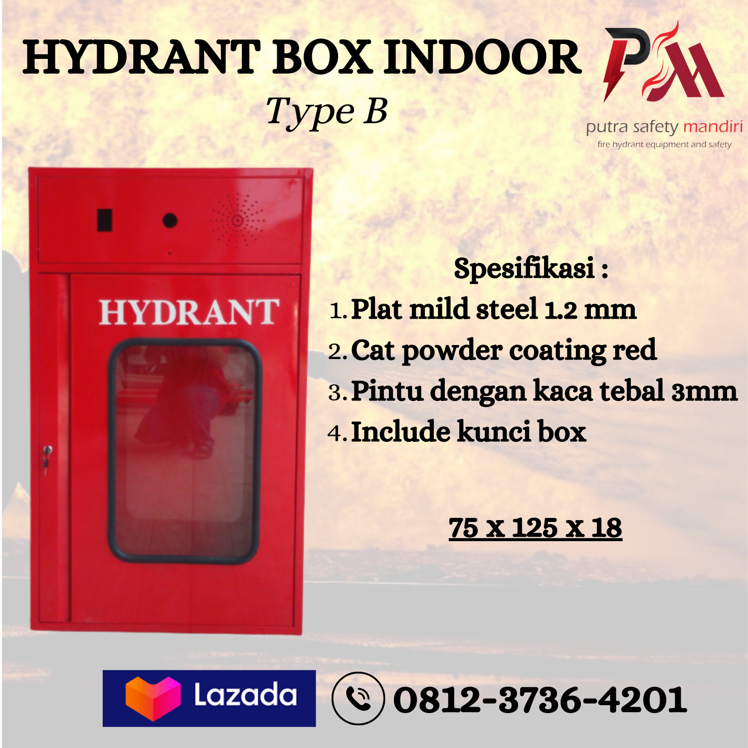 SAFETY FIRE HYDRANT BOX 75 x 125 x 18 CM KOTAK PEMADAM KEBAKARAN ...