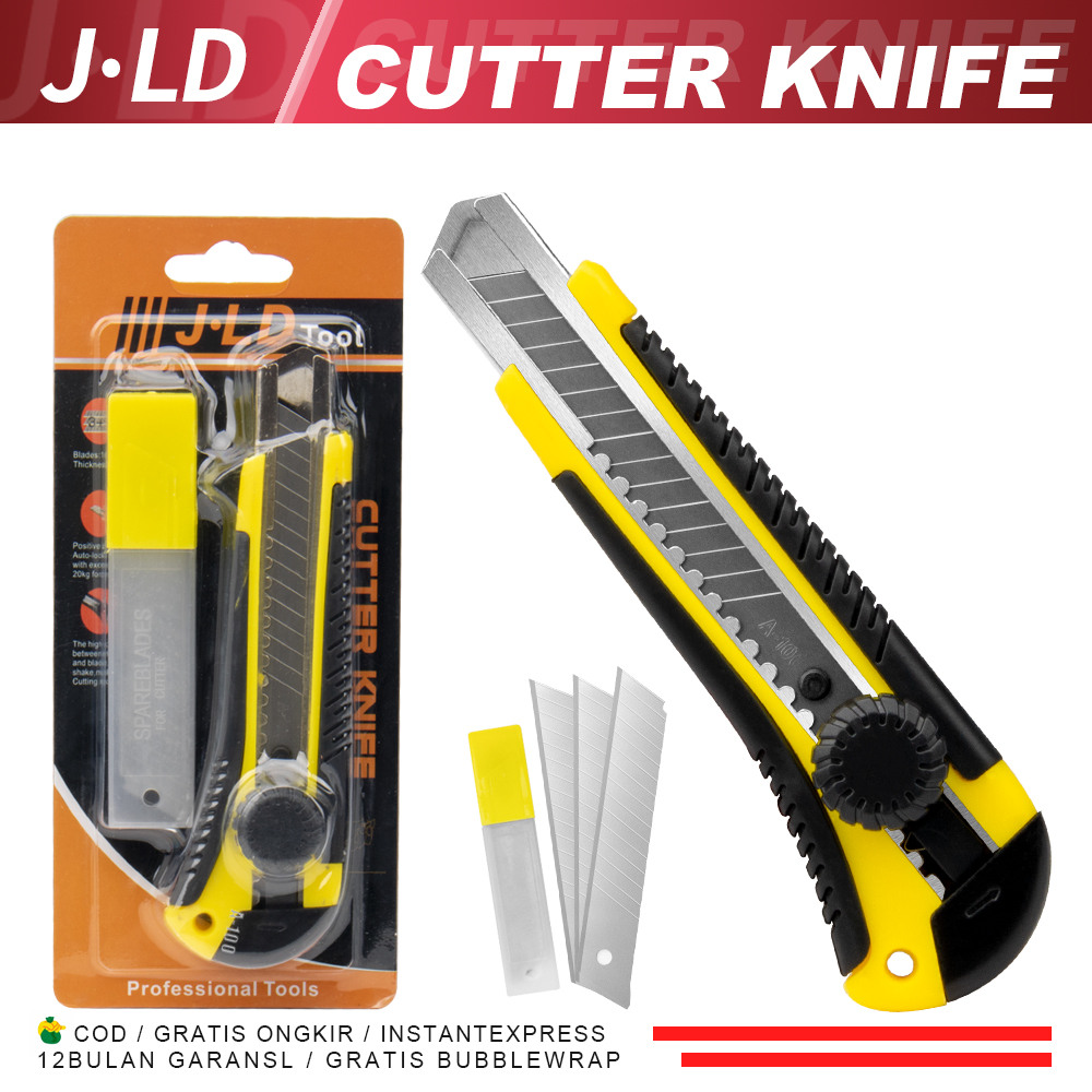 JLD Pisau Cutter/Utility Knife 18mm Premium Blade Pisau Potong Serbaguna Cuter Alat Pemotong ...