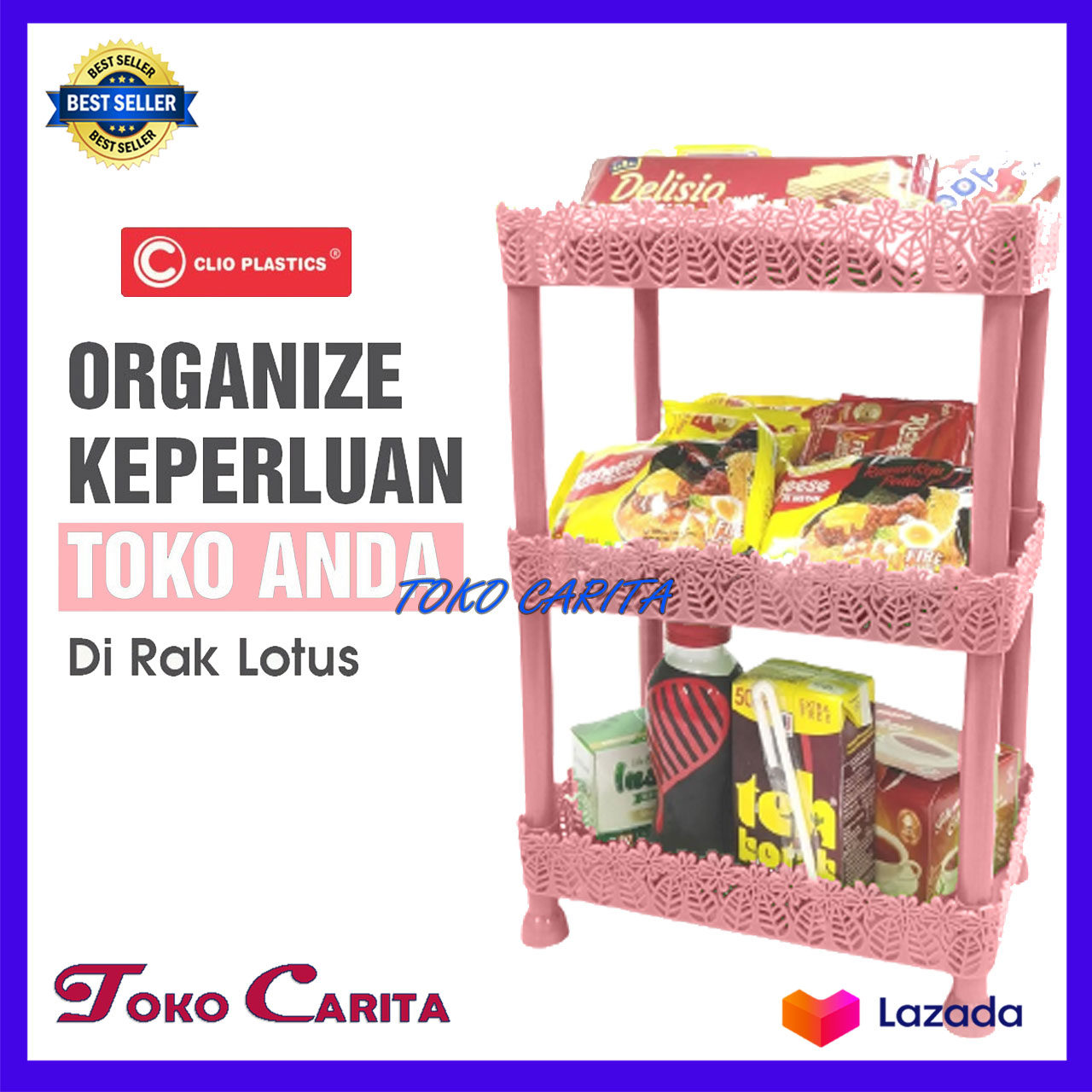 Rak Susun Serbaguna Korea/Rak Clio Lotus Kotak/Rak Kosmetik Serbaguna ...