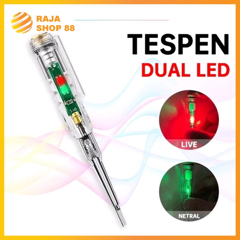 Tespen Dual LED Obeng Tester Listrik With Indicator Test Pen Kabel ...