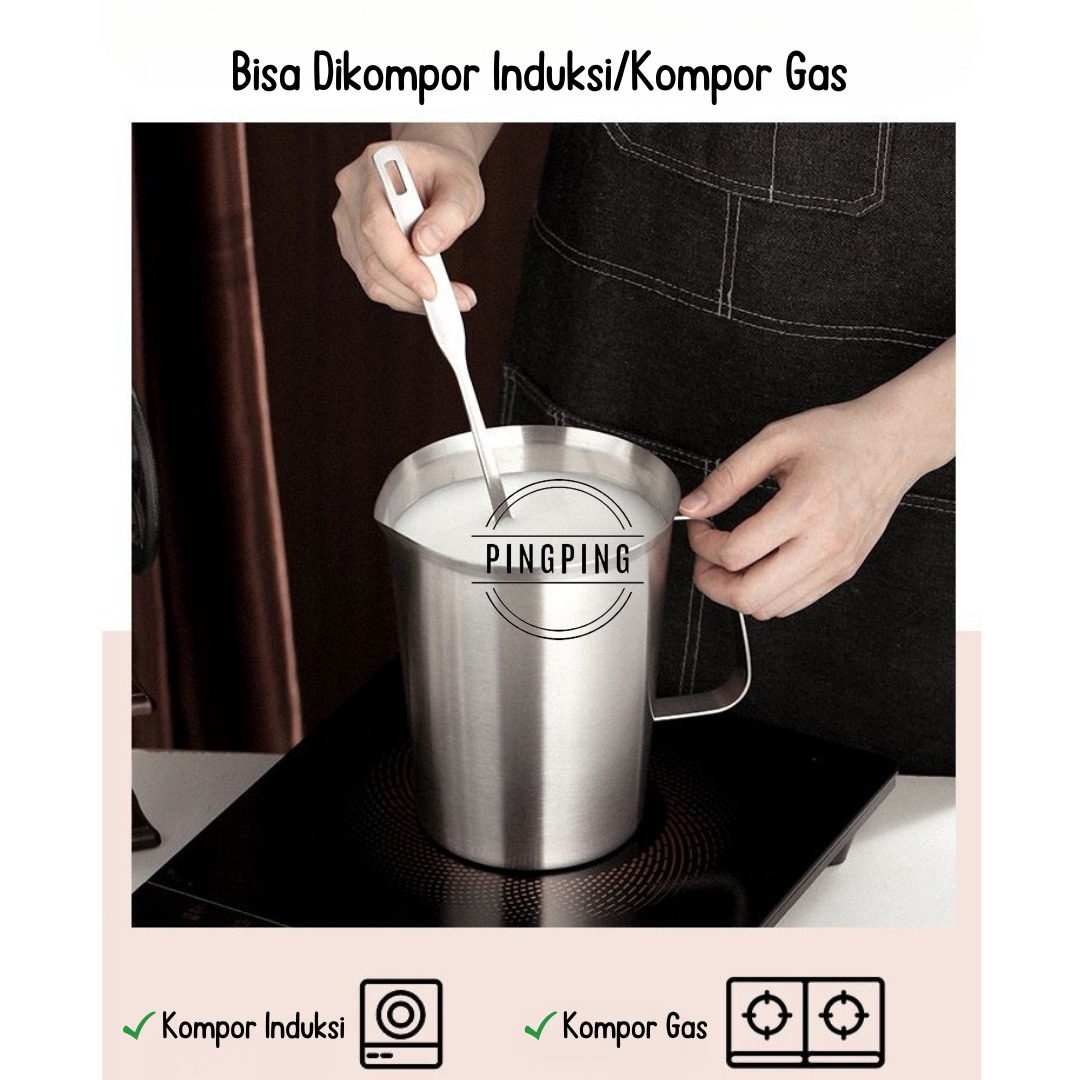 Gelas Ukur Takar 1000ml/2000 ml Stainless steel/350ml stainless tahan karat 304/Milk Jug sus 304 ...