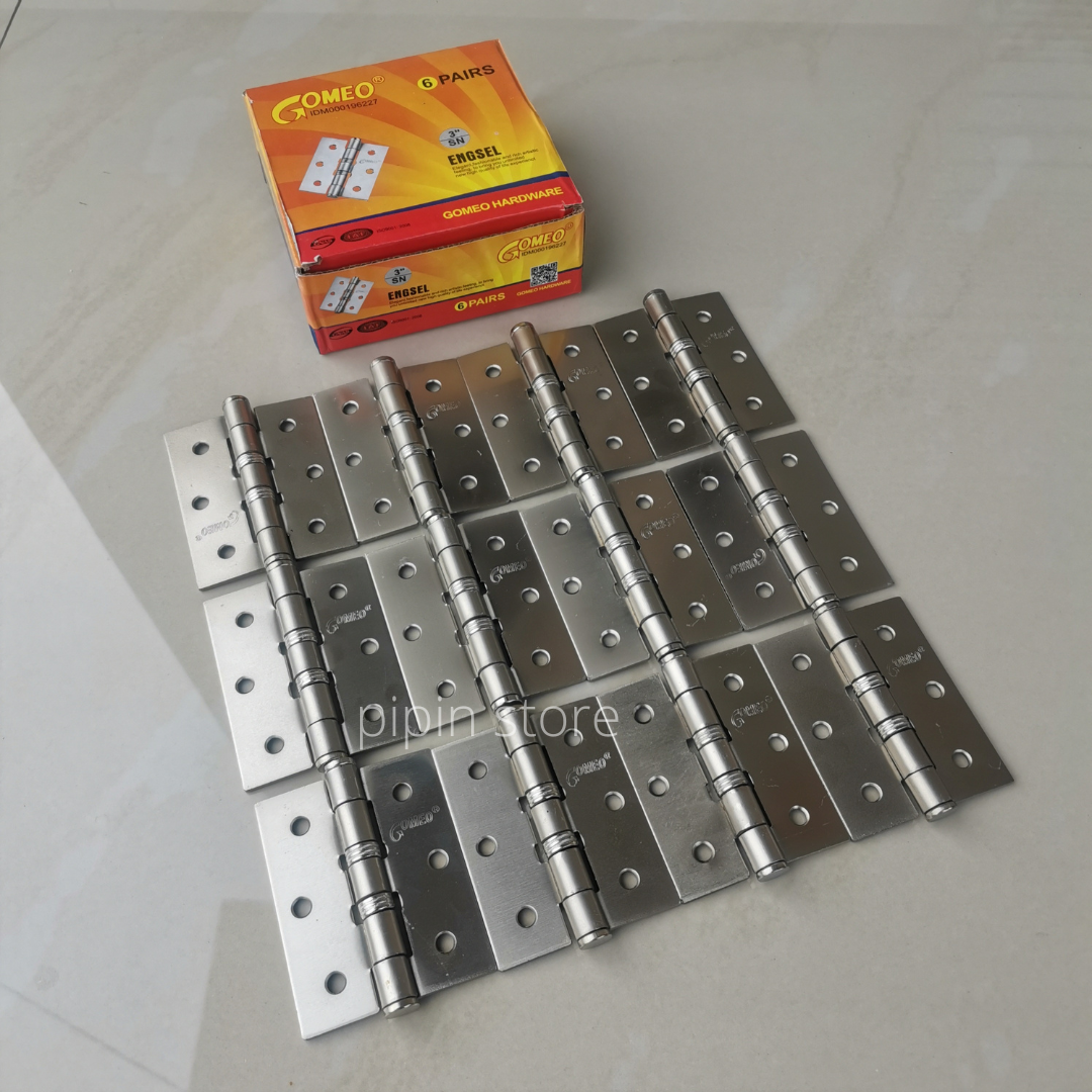 Paket 6 Pasang Engsel Jendela 3" Inch Engsel Pintu Kayu Tebal 2,2 mm ...