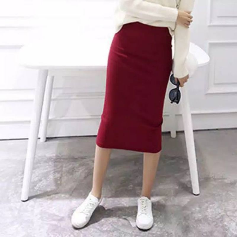 (Promo / NEW Rok 7/8 Rok Span Scuba Pendek Rok Kerja Pendek Wanita ...